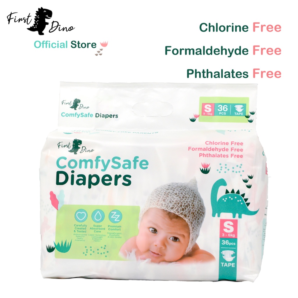 FirstDino ComfySafe Premium Single Pack Tape Diapers - Size NB/S/M/L ...