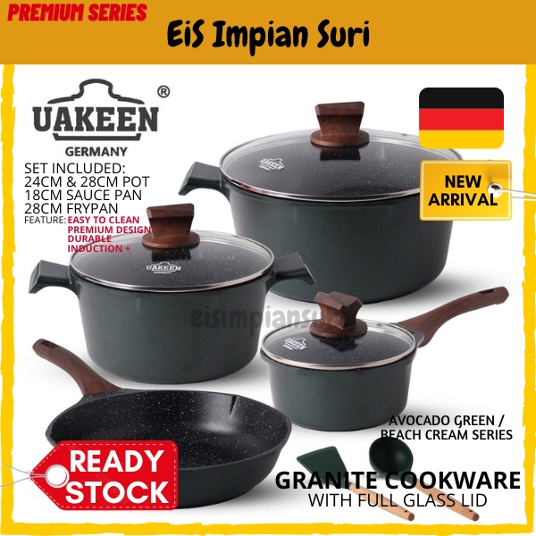 (Ready Stock!!) Uakeen Germany 9pcs Induction Granite Cookware Set ...