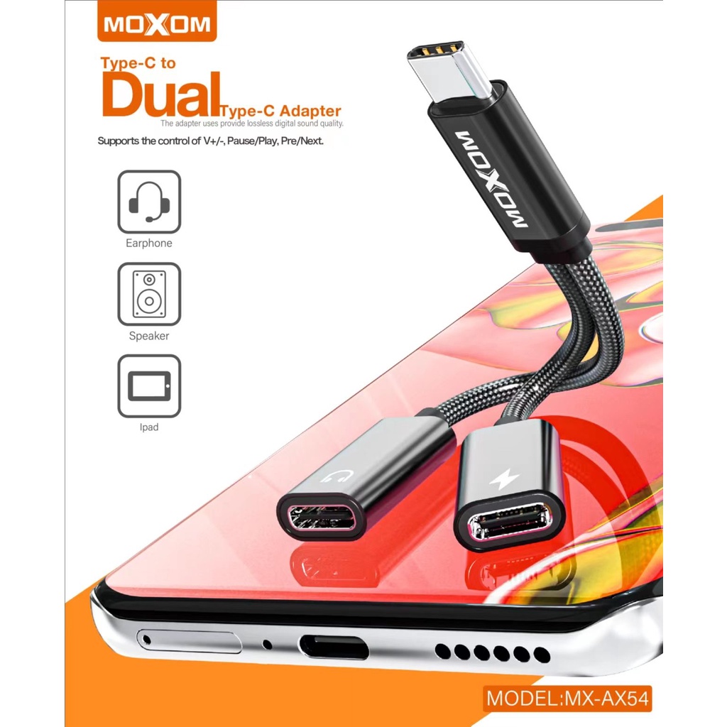 MOXOM MX-AX53 / MX-AX54 Type C Audio 3.5mm Charging Adapter Converter ...