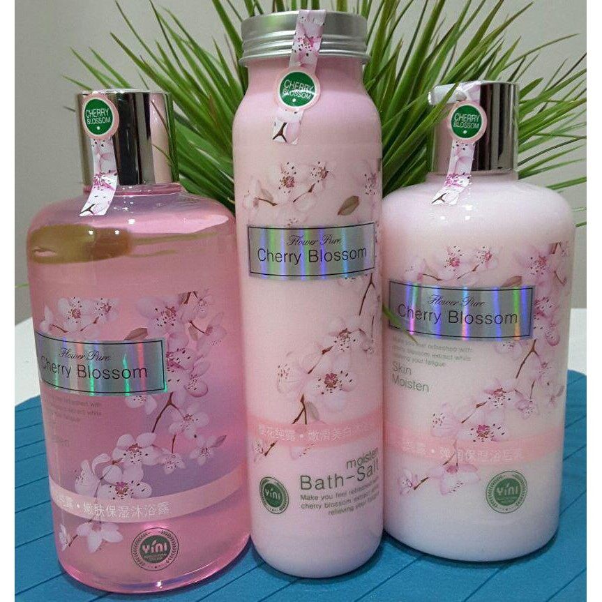 Set mandian Cherry Blossom Bath Set 3in1 Lotion 300ML / Gel 300ML ...