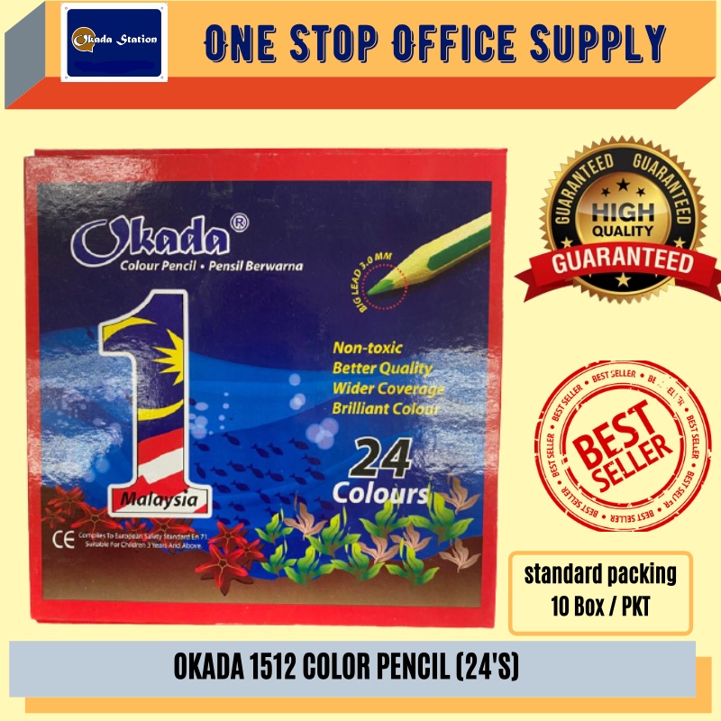 OKADA 1512 COLOR PENCIL (24'S) / COLOUR PENSIL /PENSEL WARNA / OKADA ...