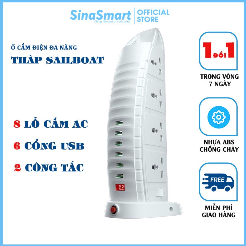Power outlet - tower-shaped multi-purpose power outlet with 8 PLUGS - 6 ...