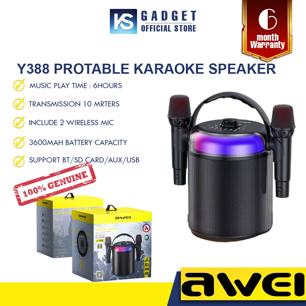 AWEI Y388 Portable Bluetooth Speaker For Karaoke | Shopee Malaysia
