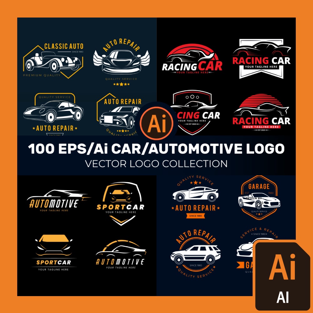 100 EPS/Ai Car & Automotive Logo Set Vector Collection PREMIUM [ .eps ...