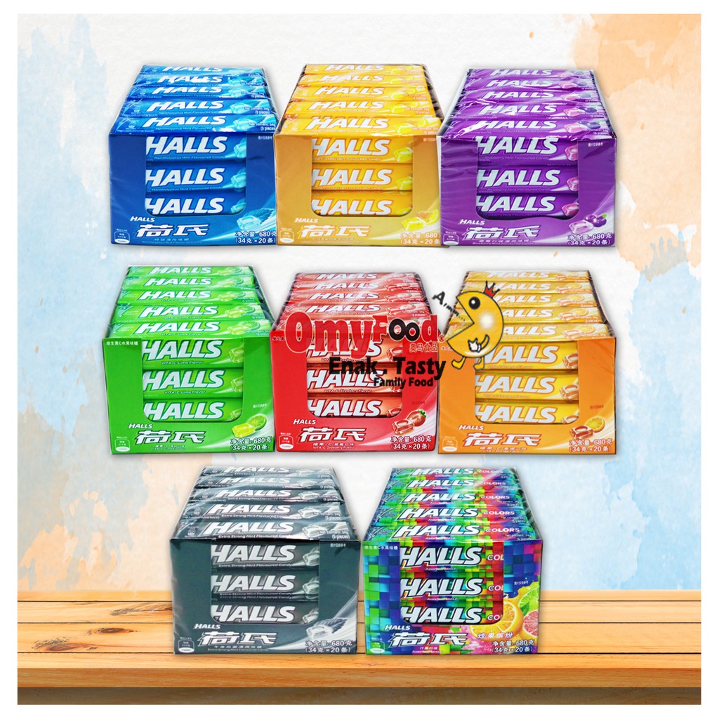 34g x 20stick (1box) Halls Candy [Mentholyptus/Honey Lemon/Blueberry ...