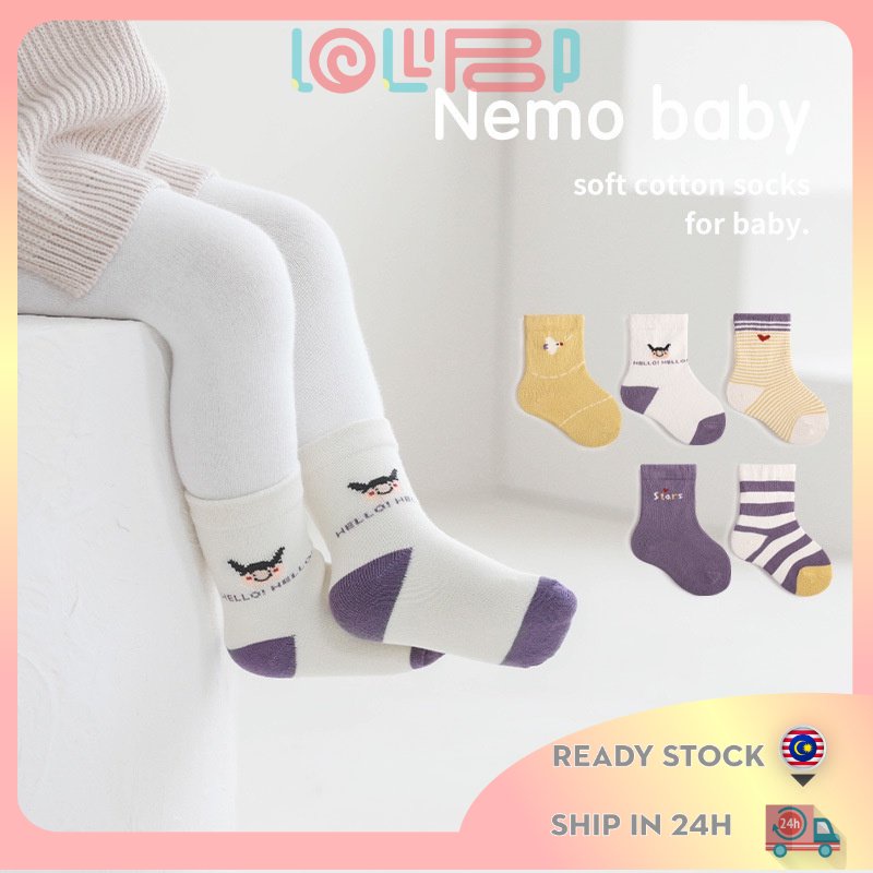 LLP (LV) Purple Series Kids Socks Girls for 0-1 yrs Cartoon Socks Cute ...