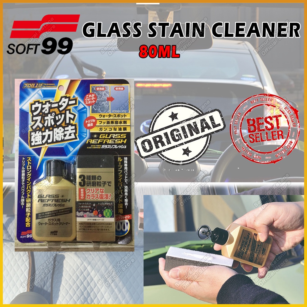 SOFT 99 Glass Stain Cleaner Glass Refresh Oil Film Water Spots Remover 80ml Car Miroor Glass ...