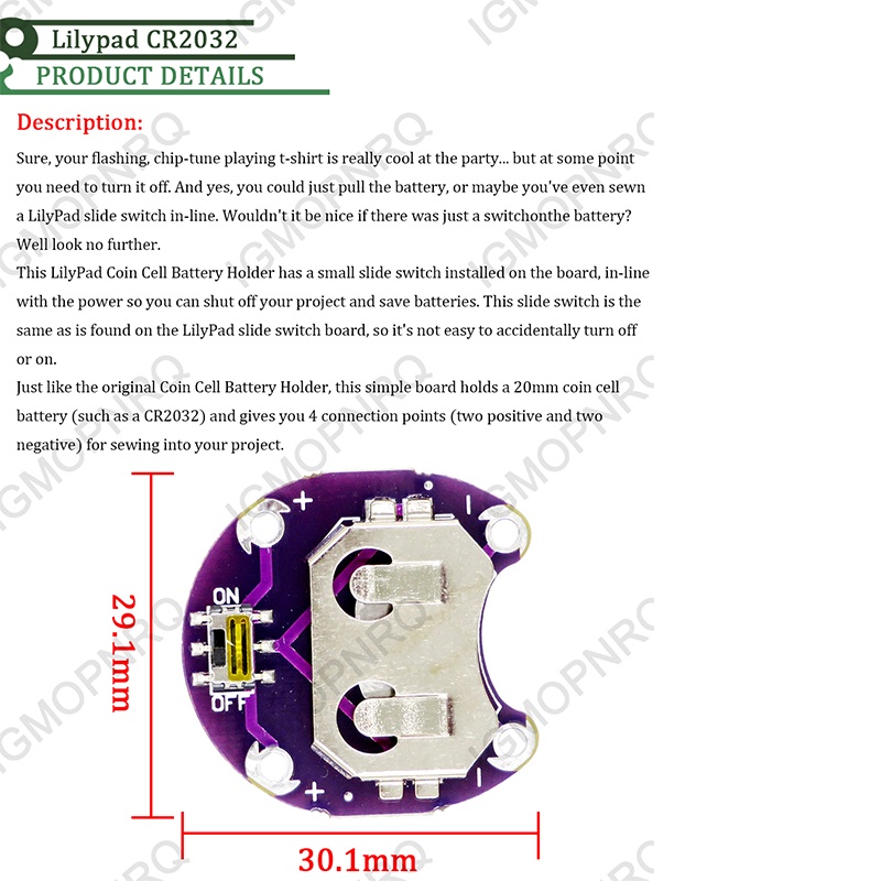 LilyPad Coin Cell Battery Holder CR2032 Battery Mount Module | Shopee ...