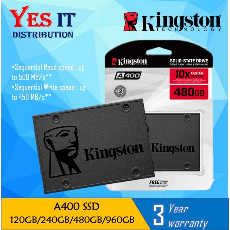 Kingston A400 Solid-State Drive SSD SATA 3 ( 240GB/ 480GB/ 960GB ) | Shopee Malaysia