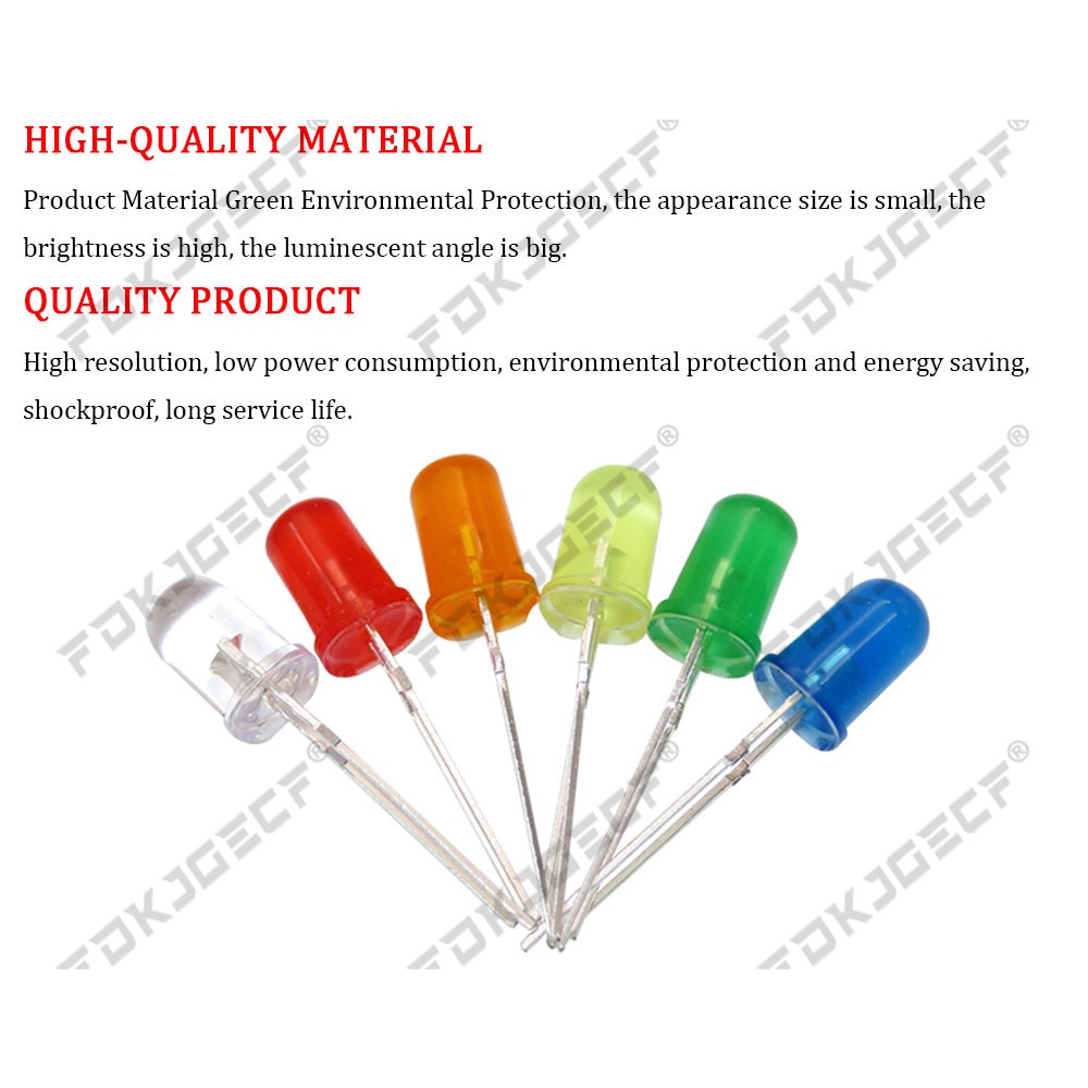 120pcs 6color X 20pcs 5mm LED Light Assorted Kit DIY LEDs Set White ...