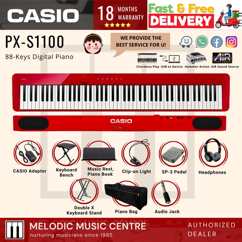 Casio PX-S1100 88 Keys Digital Piano Musician Package RED (PXS1100 PX S1100) | Shopee Malaysia