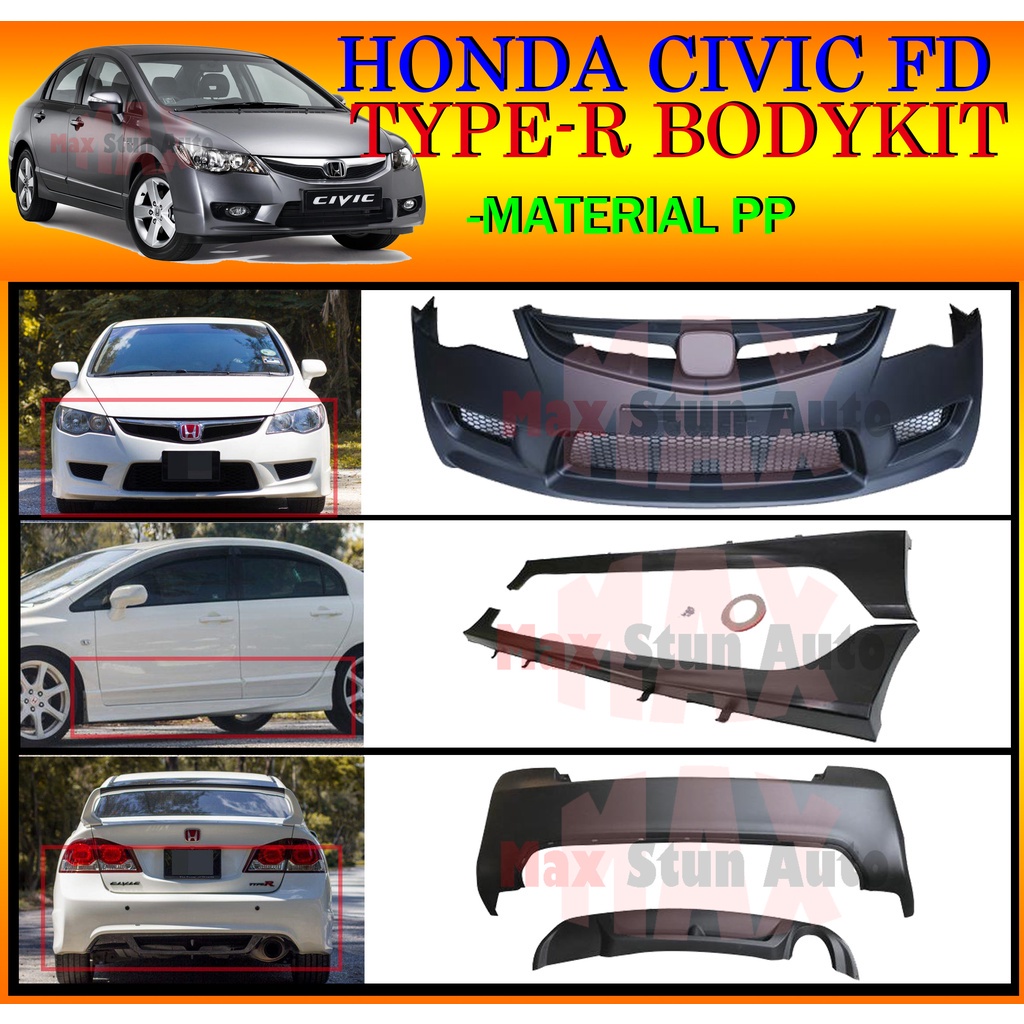 HONDA CIVIC FD FD2 FD2R 06-11 TYPE R BODYKIT SKIRT LIP SPOILER BUMPER ...