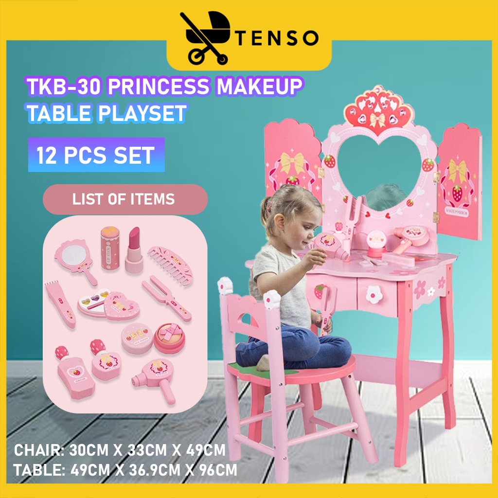 Tenso 【Free Full Sets Toy】Princess Make Up Table Pretend Playset Dressing Table Double Door- TKB ...