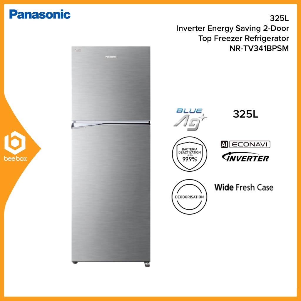 Panasonic NR-TV341BPSM 325L Inverter Energy Saving 2-Door Top Freezer ...