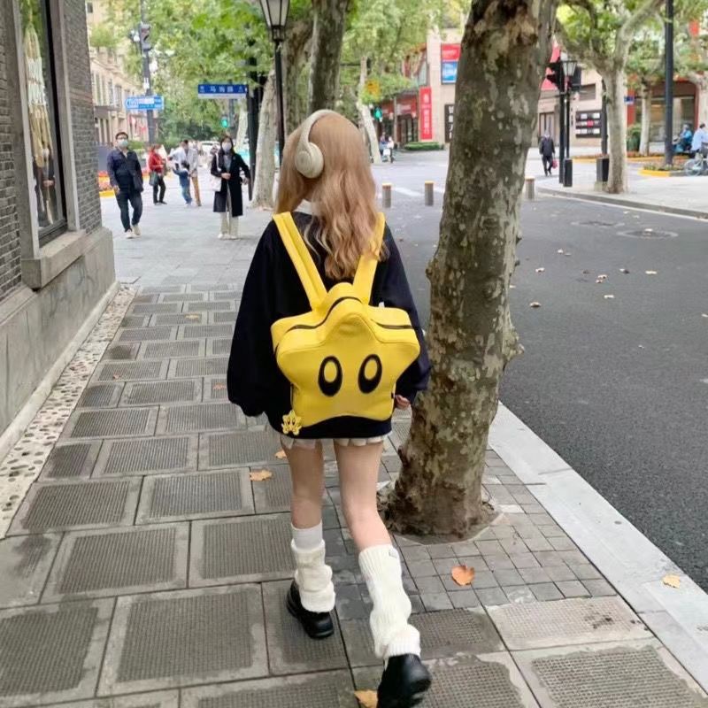 Korean Big-eyed Star Yellow Backpack Hot Girl Y2K Millennium Sweet Cool ...