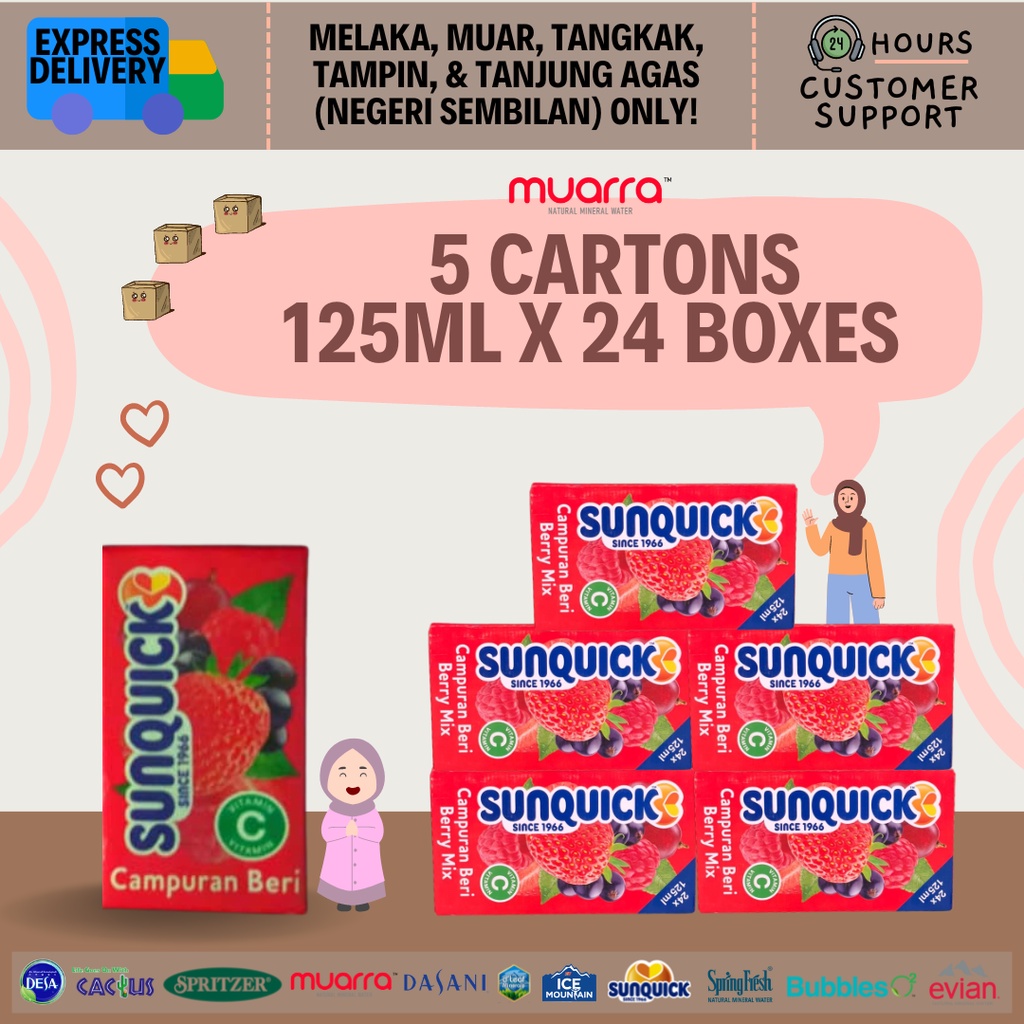 Sunquick Mix Berry Kotak Juice Drink 5 Carton (120x 125 ml) with ...