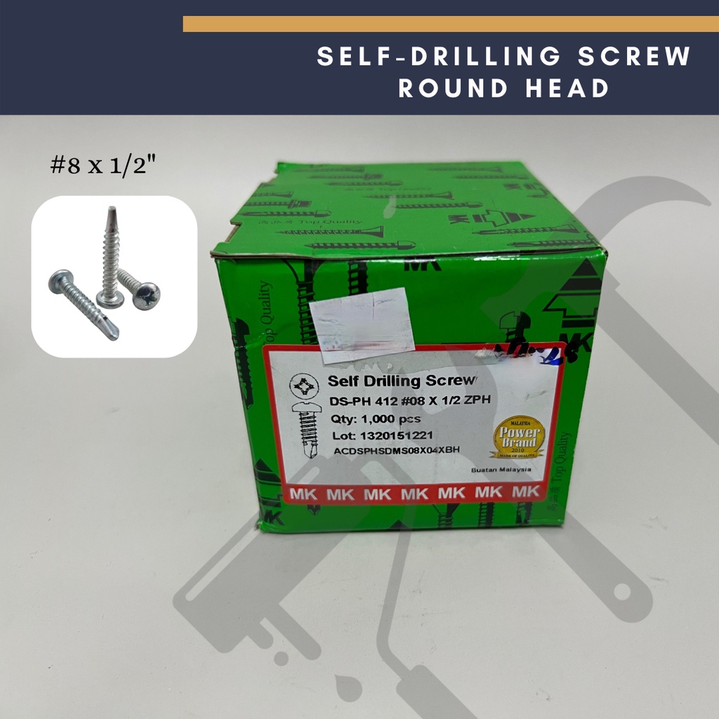 Round Head [Box] MK Self Drilling Screw | Metal Screw | Skru Besi ...