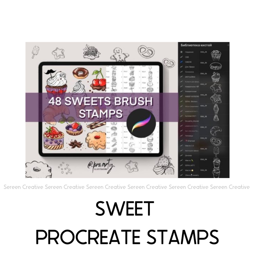 P88 Sweet Stamp Brushes for Painting in Procreate (Dessert, Food, Ice-cream, Cake) | Shopee Malaysia