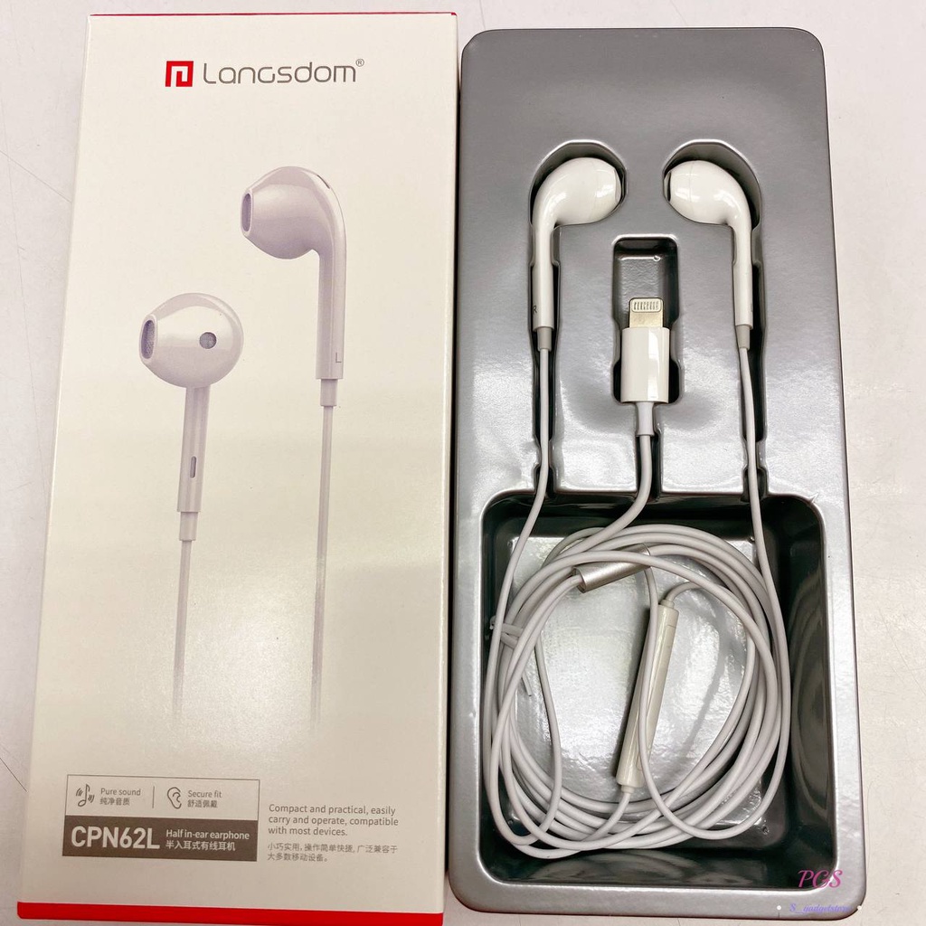 Langsdom CPN62L Wired Earphones for iPhone HiFi Sound Half In-Ear ...