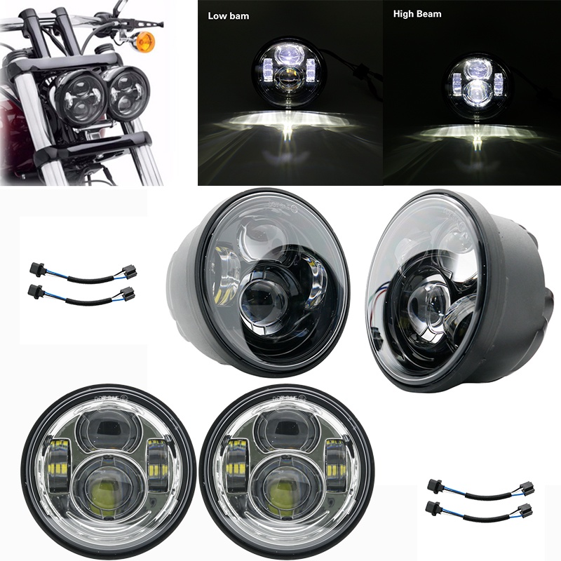 DOT LED Motorcycle HeadLights Head Lamp For Harley Fat Bob FXDF 2008 ...