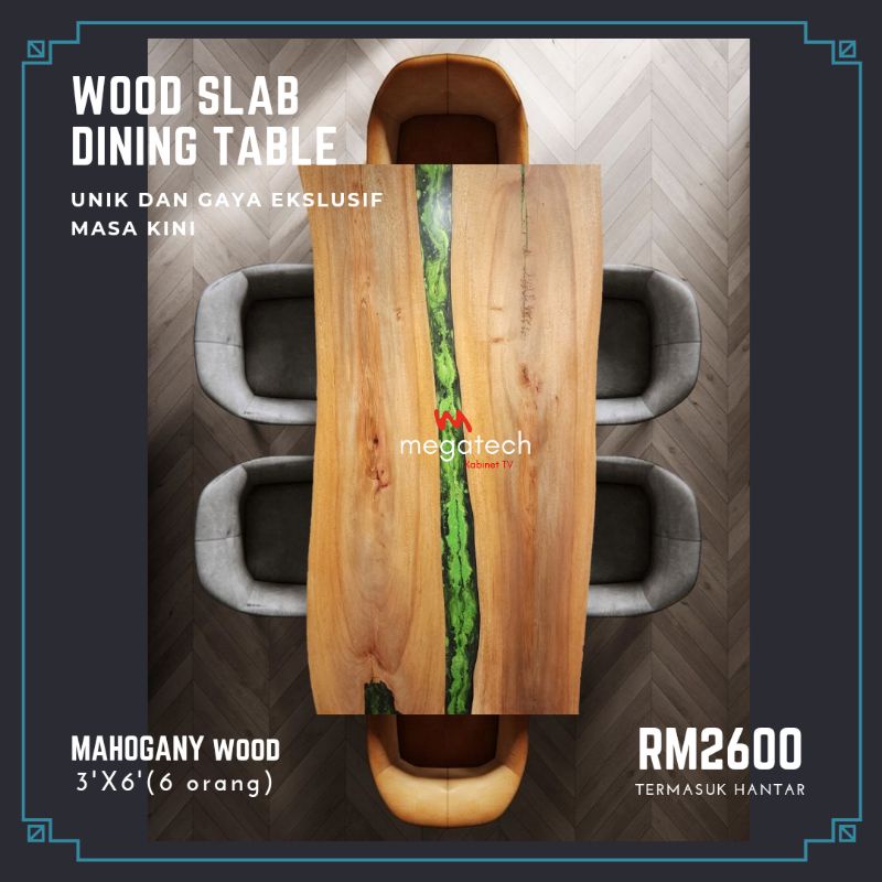 Meja makan kayu balak / dining table wood slab | Shopee Malaysia