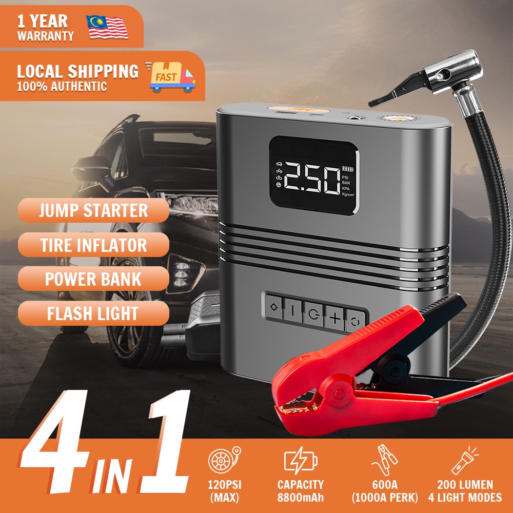 WAfeel 8800mAh 12V Car Jumper Car Tyre Air Pump Starter Booster ...