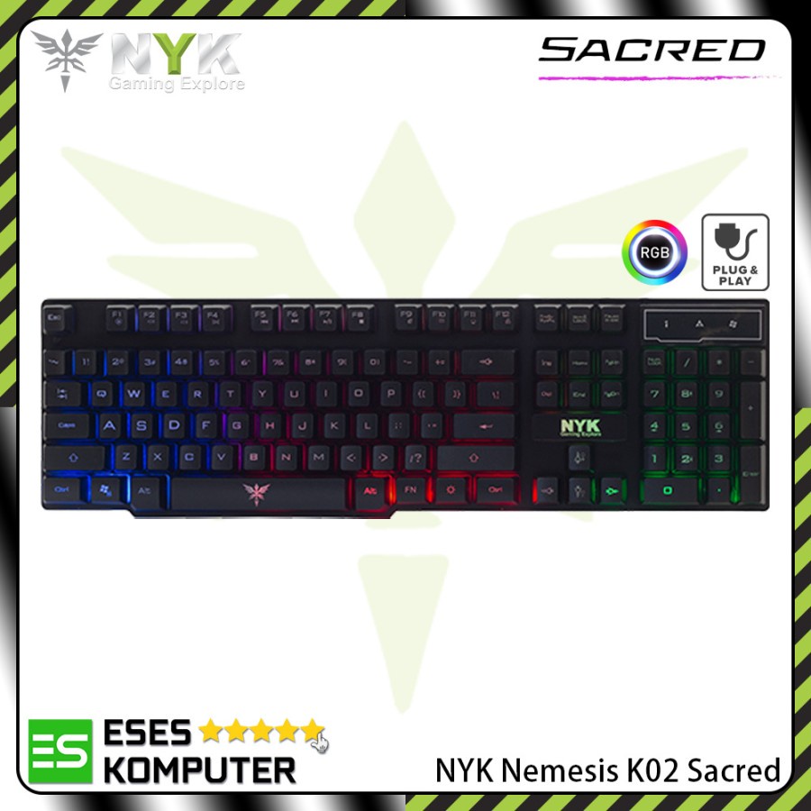 Keyboard NYK K02 K 02 K-02 Sacred - Gaming - Membrane - Fullsize - RGB ...