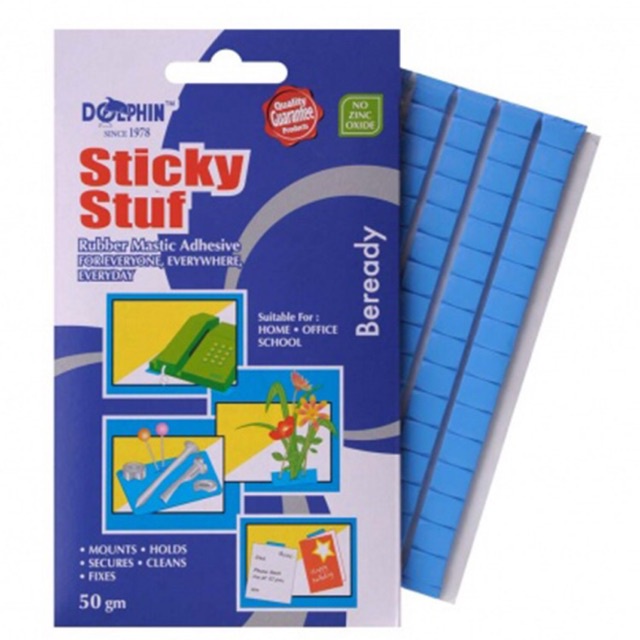 DOLPHIN Sticky Stuf 50gm / 100gm Blue Tack Reusable Rubber Mastic ...
