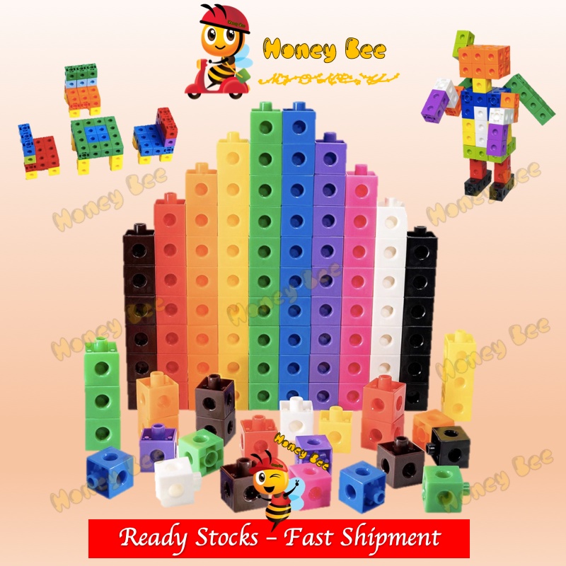 100pcs Linking Cubes Counting Toys STEM Cube Building Block Color Sorting Toy Mainan Math Link ...