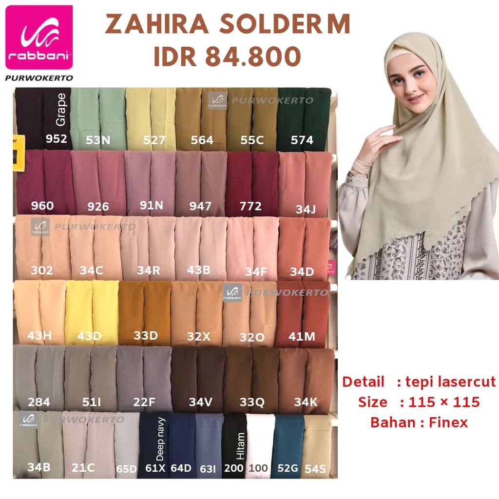 Rabbani - Hijab SEGIEMPAT ZAHIRA SOLDER M RABBANI | Shopee Malaysia