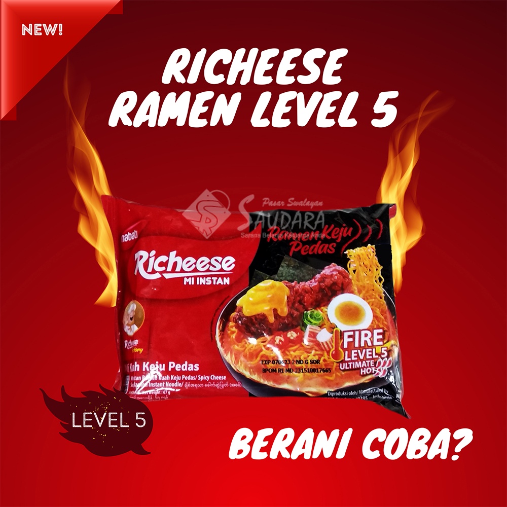 Richeese Level 5 Cheese Ramen Noodles - Viral Level Spicy Instant ...
