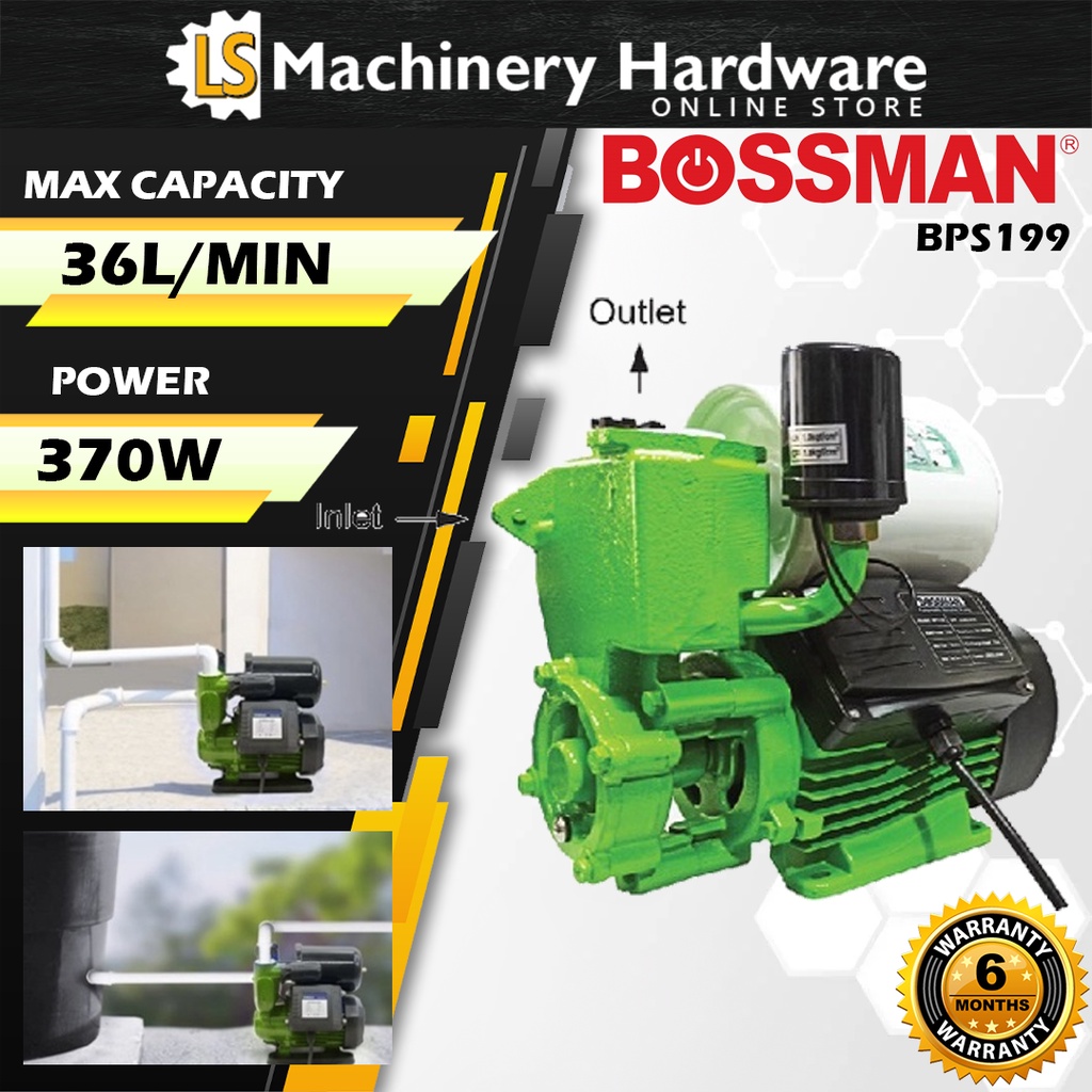 BOSSMAN 370W/0.5HP Automatic Water Booster Pump 1"x1" BPS199 - Suitable ...