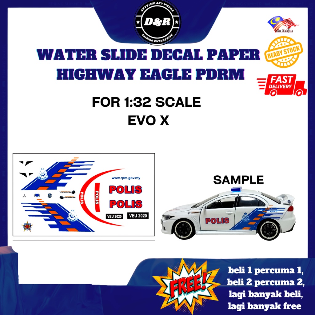 1:32 Water Slide Decal Paper Highway Eagle PDRM Police | Shopee Malaysia