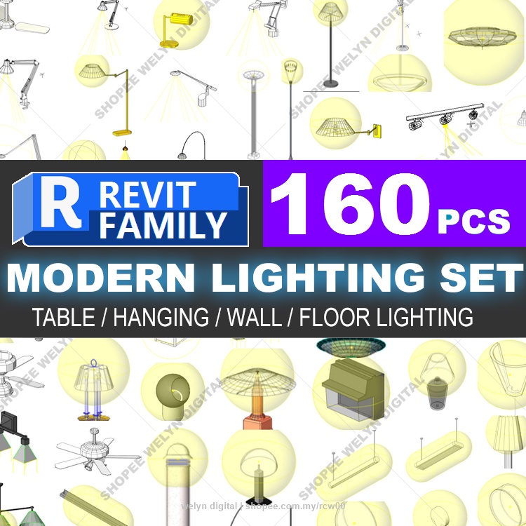 Autodesk | Revit 2025 | 160 Lighting set Revit Family Files MATERIALS ...