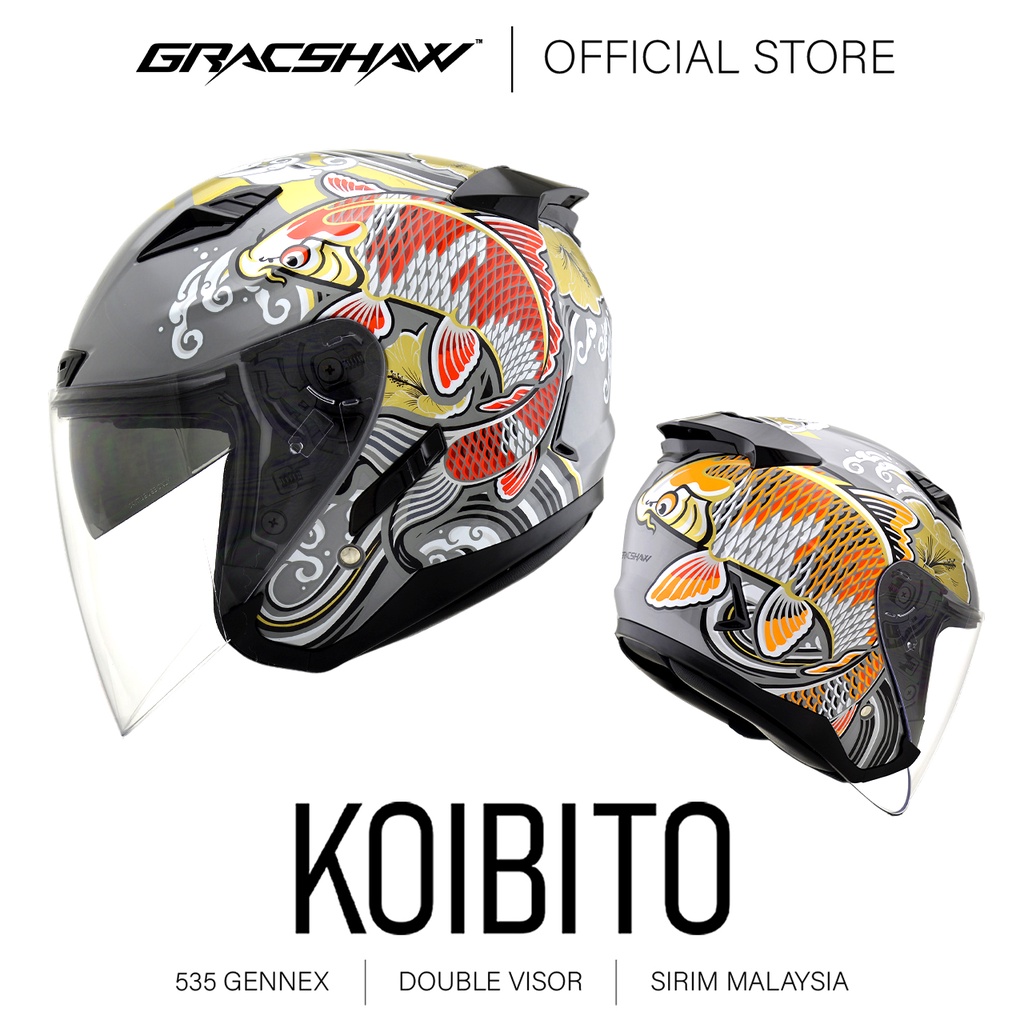 [Sold Out] Gracshaw Gennex G535 Visor Helmet Koibito Nano Grey Open ...