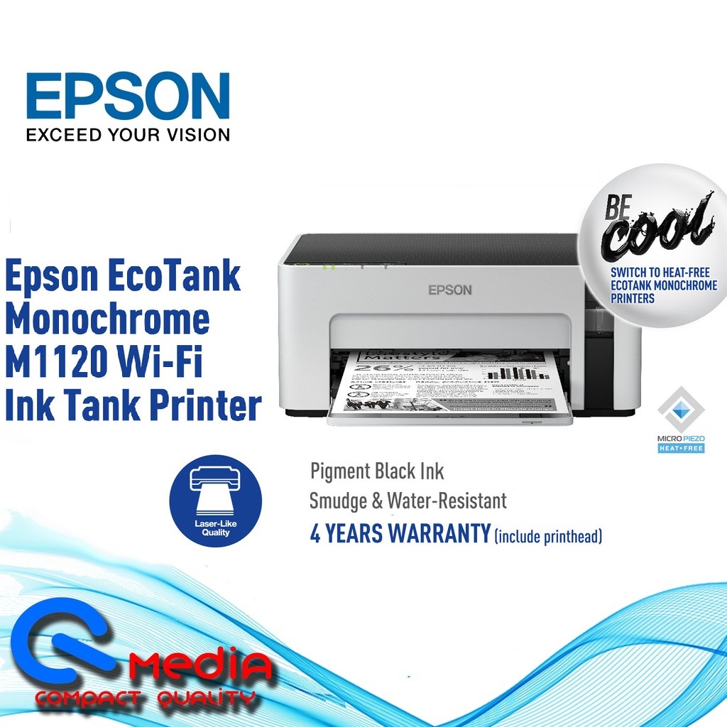 EPSON ECOTANK MONOCHROME M1120 WI-FI INK TANK PRINTER - PRINT ONLY ...