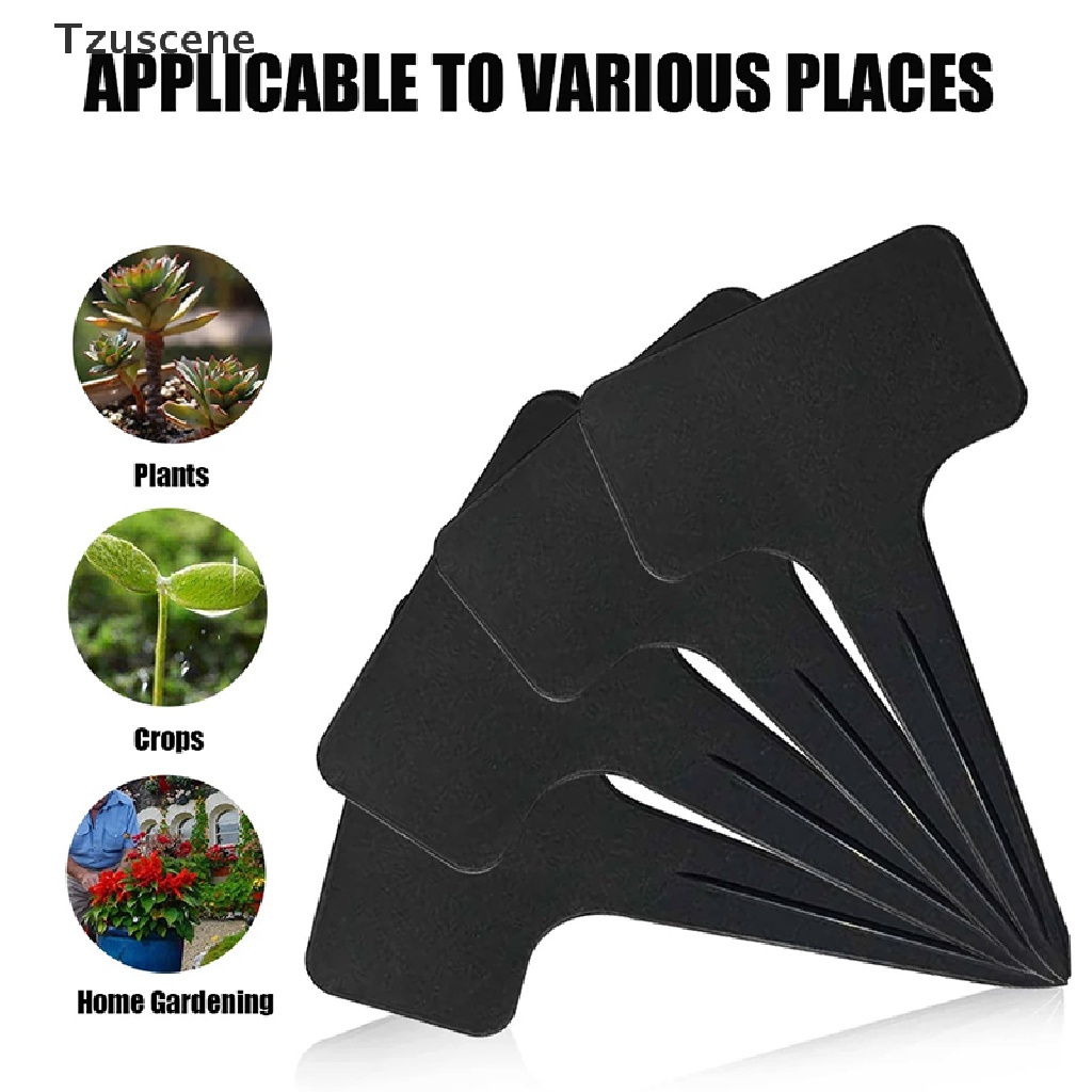 [Tzuscene] 100Pcs Black Plant Labels Water T-Types Plant Tag Reusable ...