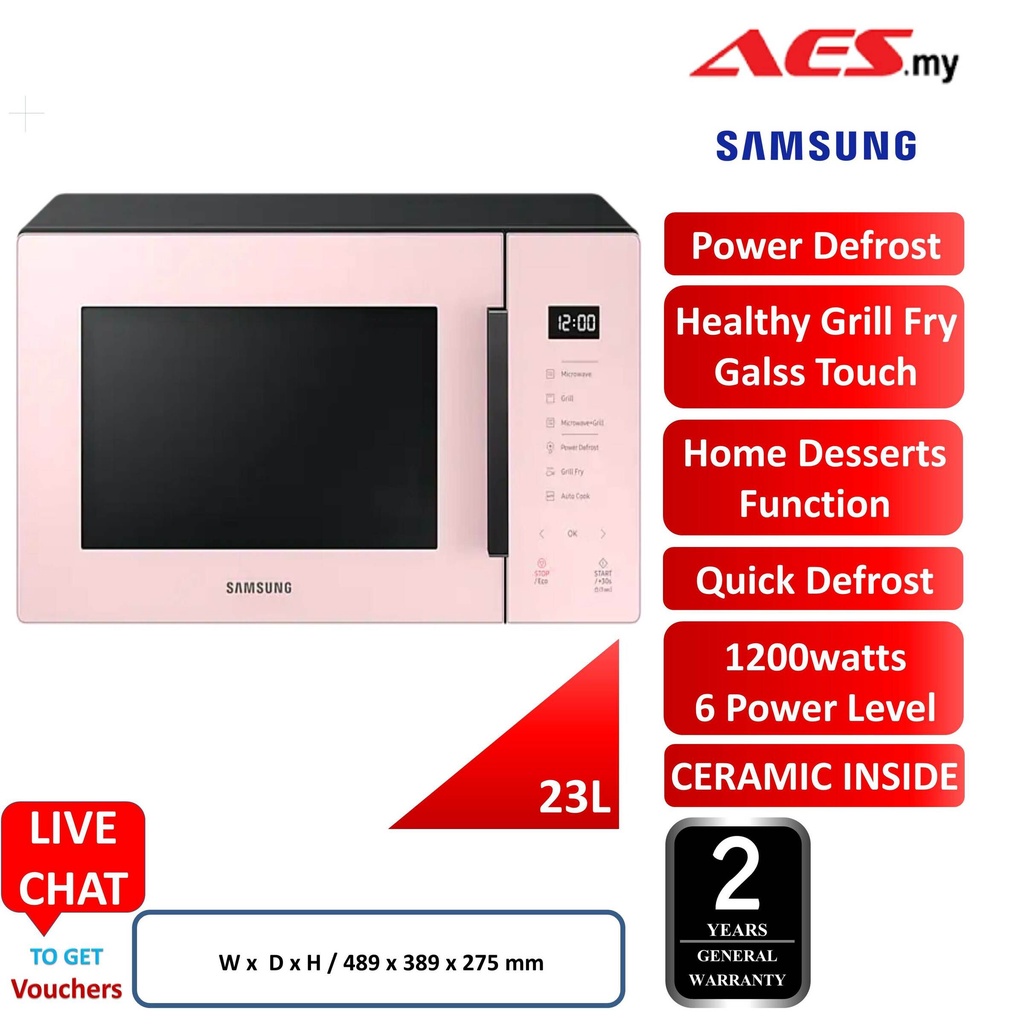 SAMSUNG MG23T5018CP 23L TRIPLE DISTRIBUTION SYSTEM AUTO COOK ECO MODE ...