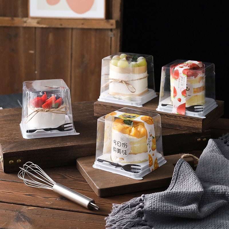 Jelly Cake Box Wrapped 25 Sets Of Square White Base High Lid Triangle ...