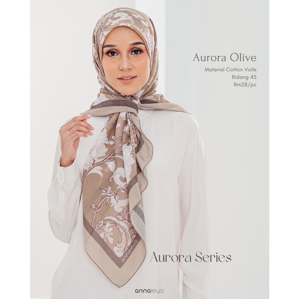 Annaleya Tudung Bawal Printed Cotton Voile (Aurora Series) >> Code Aurora Olive | Shopee Malaysia
