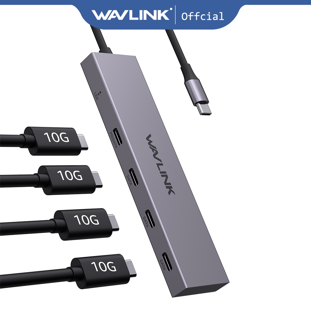 Wavlink USB C Hub Aluminum USB 3.2 Gen 2 Hub 10Gbps with 4 USB C Data ...