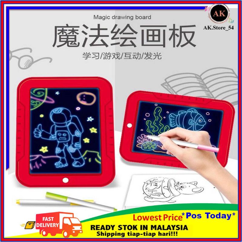 Children LED Growing Magic Pad Drawing Painting Board Kids and Children ...