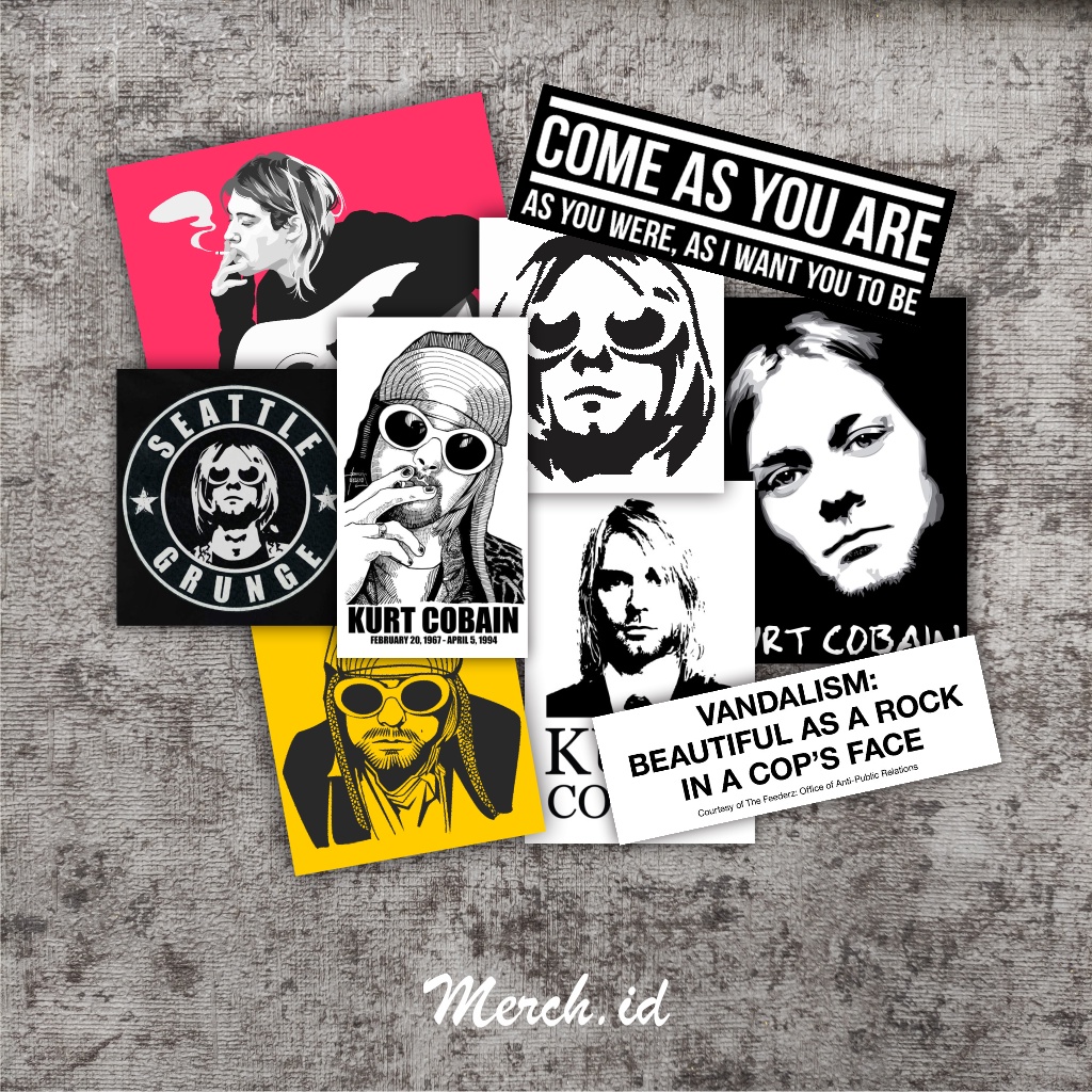 Nirvana Kurt Cobain Band Stickers Large Size Sticker Pack 9 pcs Laptop ...