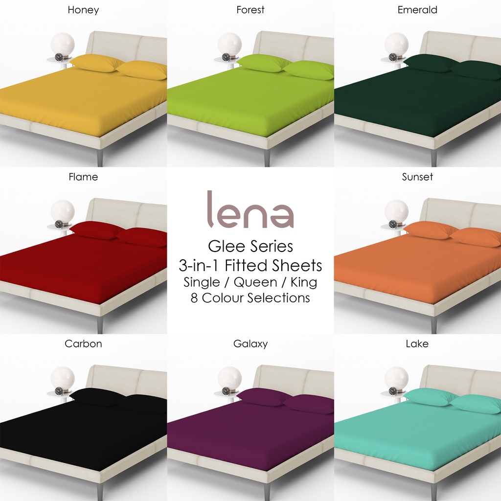 Lena Fitted Bed Sheets / Pillow Cases Glee Series Single / Queen / King (8 Colours) | Shopee ...