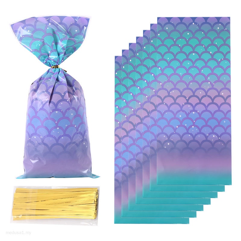 20PCS Mermaid Theme Packaging Bag Loot Bag Mermaid Birthday Party Gift ...