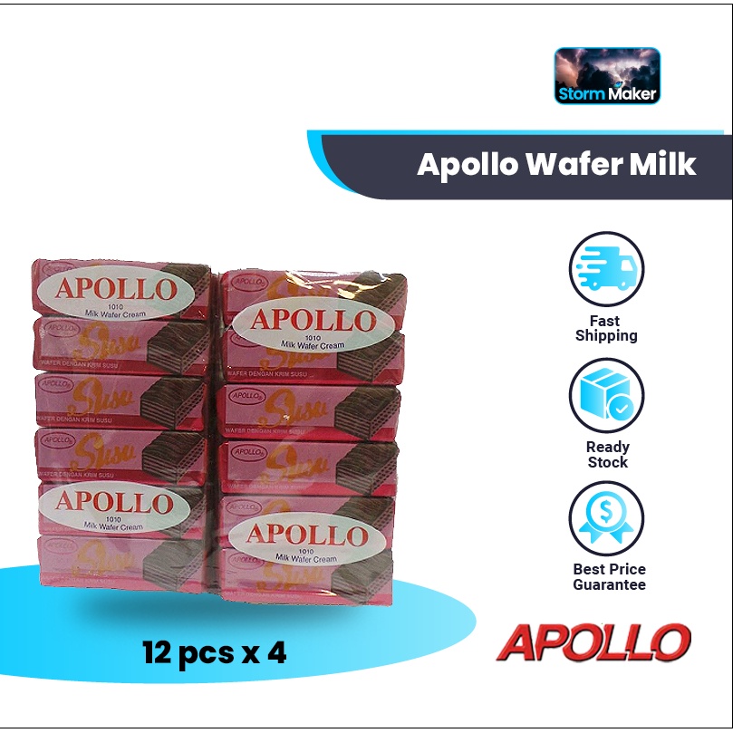 APOLLO WAFER MILK 12pcsx4/48pcs (1010BC) Biskut Childhood Snack Coklat ...