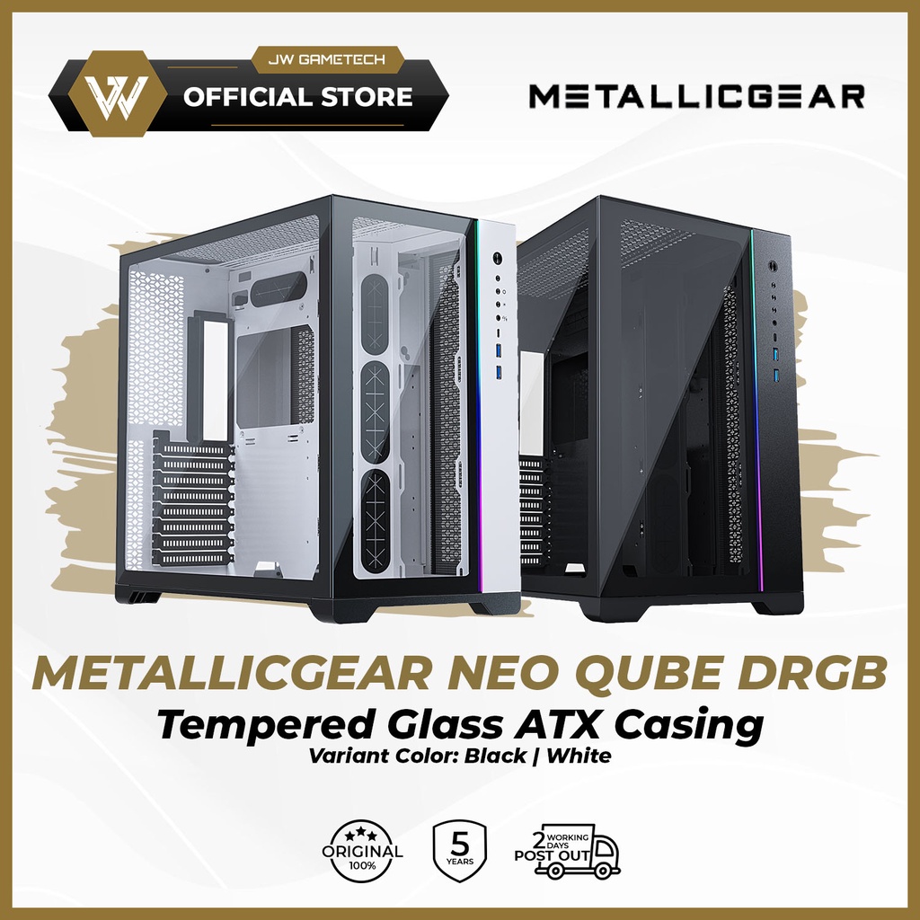 MetallicGear NEO QUBE DRGB TG ATX Gaming Case - Black | White | Shopee ...