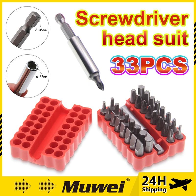 33 Pieces/ Set Electric Screwdriver Head Hollow Tips Screw Special Head ...