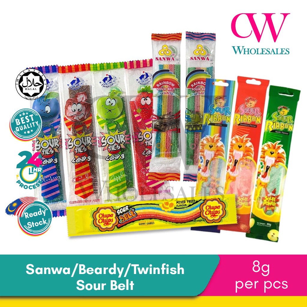Beardy Sour Ribbon Sanwa Rainbow Sour Belt Chupa Chups Sour Belt ...