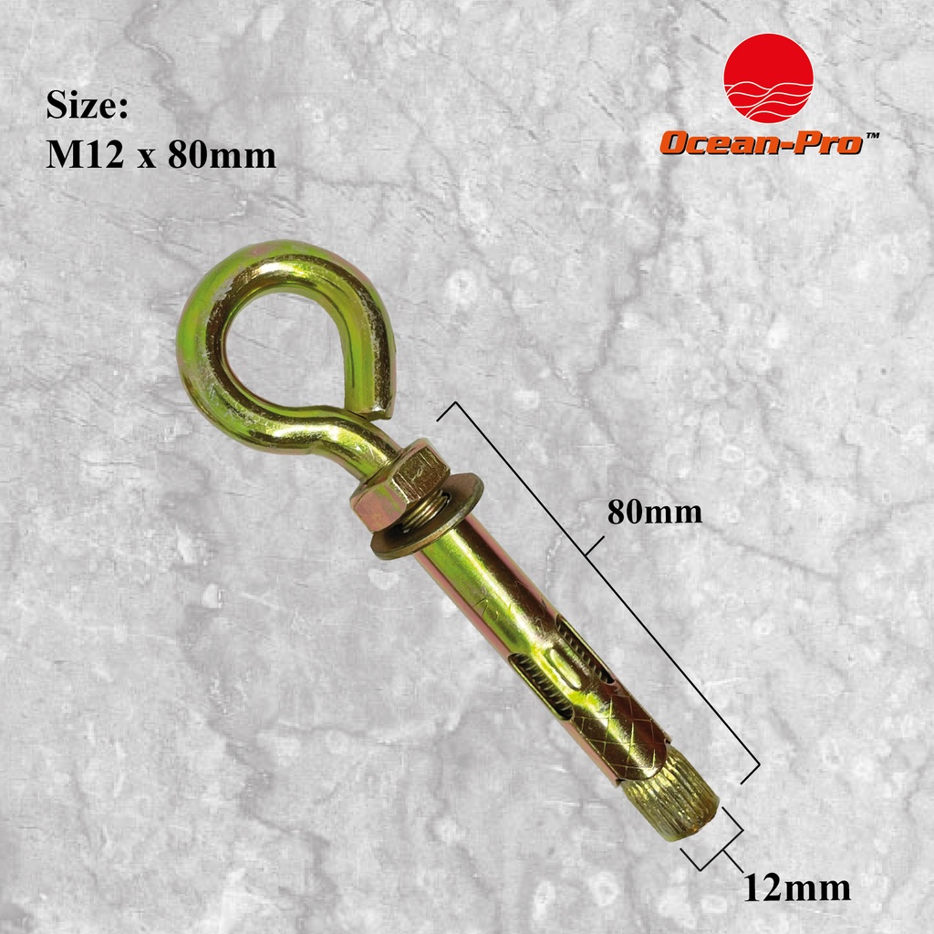 [OCEAN PRO] M12 Sheep Eye Pull Screw Bolt Sleeve Anchor/ Belt Expansion Hook O-Type | Shopee ...